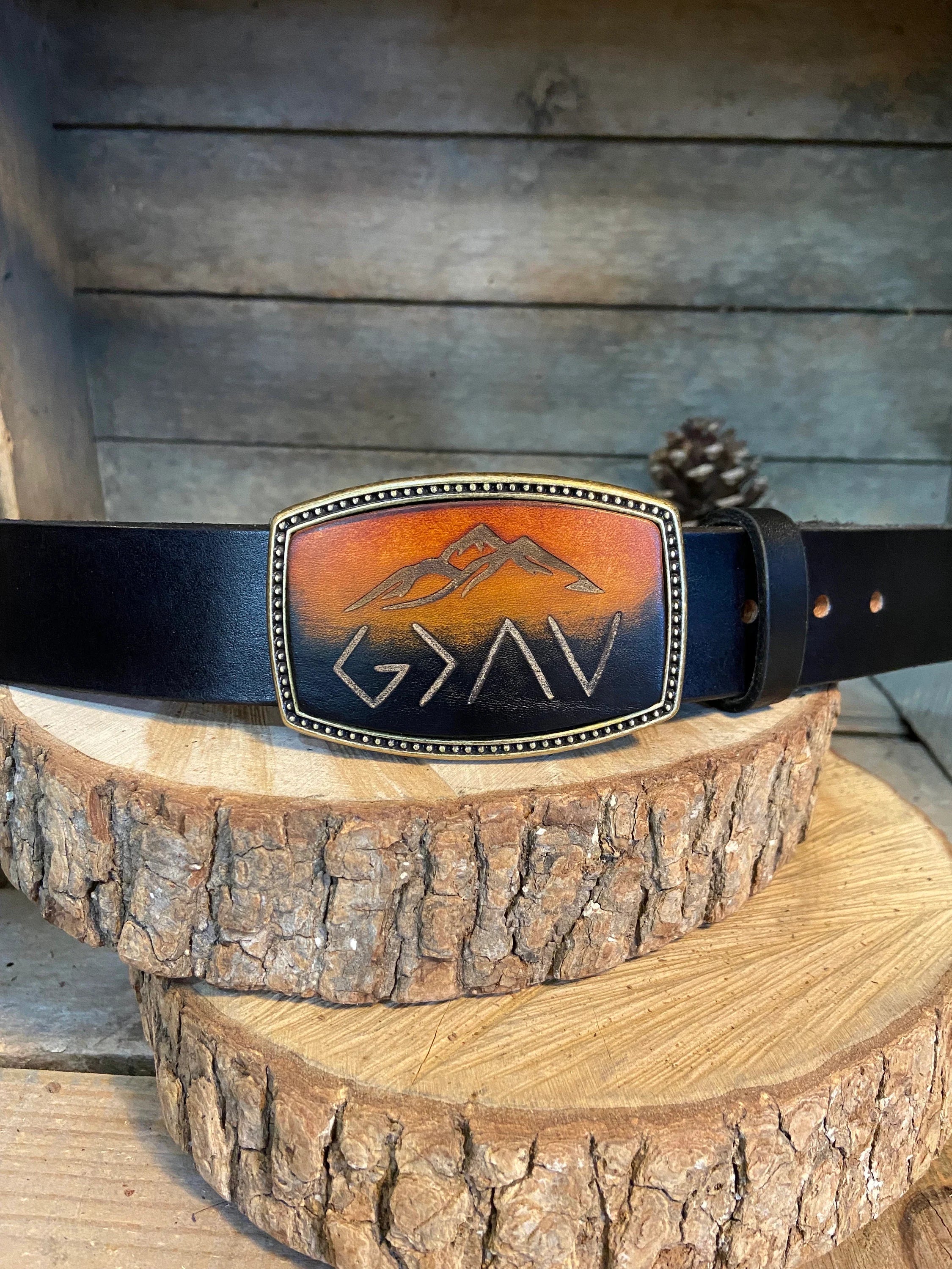 Leather Belt Buckle | God is Greater than the highs and lows – M & W ...