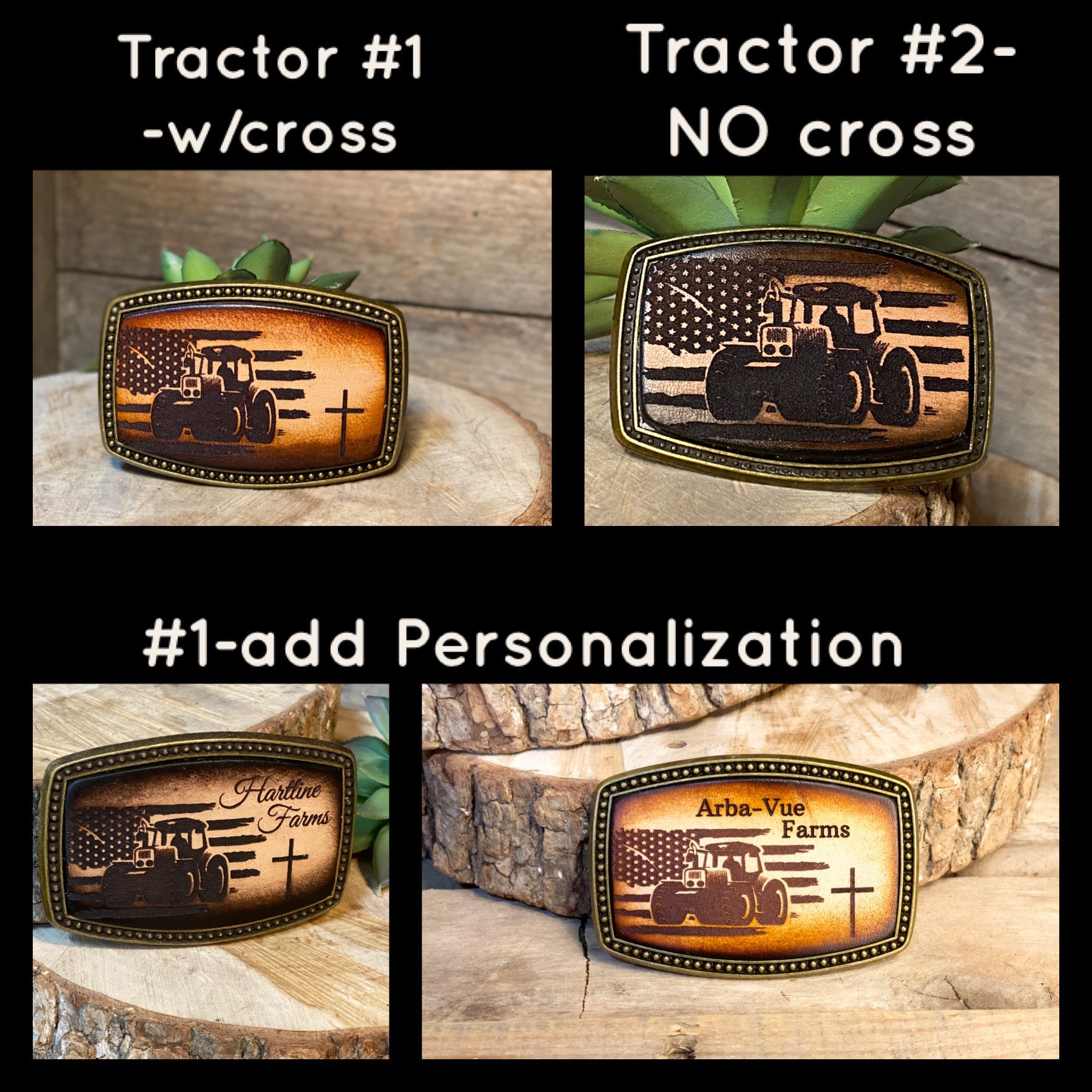 Kids Buckle | Tractor-American Flag-Cross | Personalized farm buckle ...