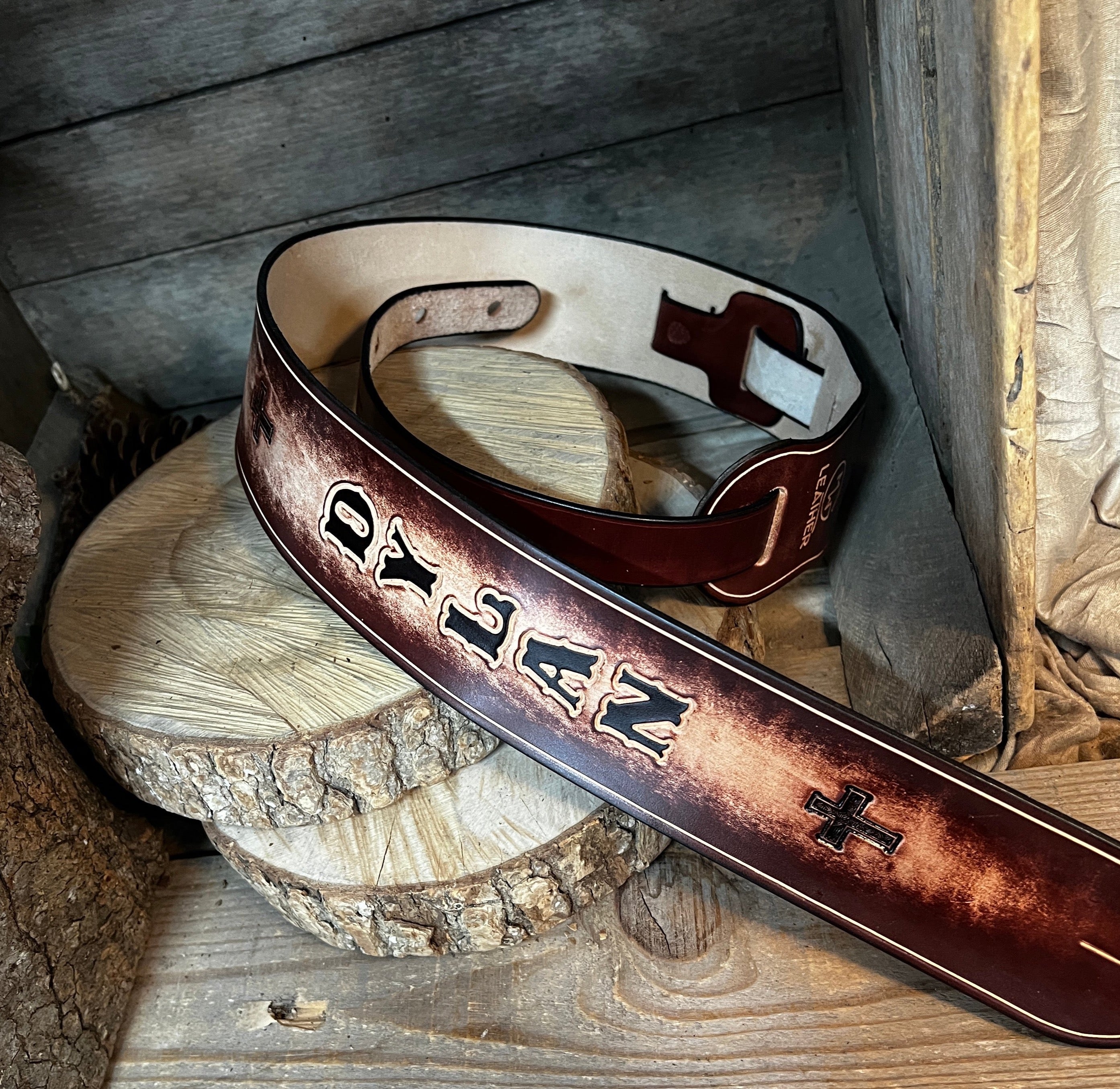 Personalized Leather Christian Guitar Strap -Custom made for Guitarist ...