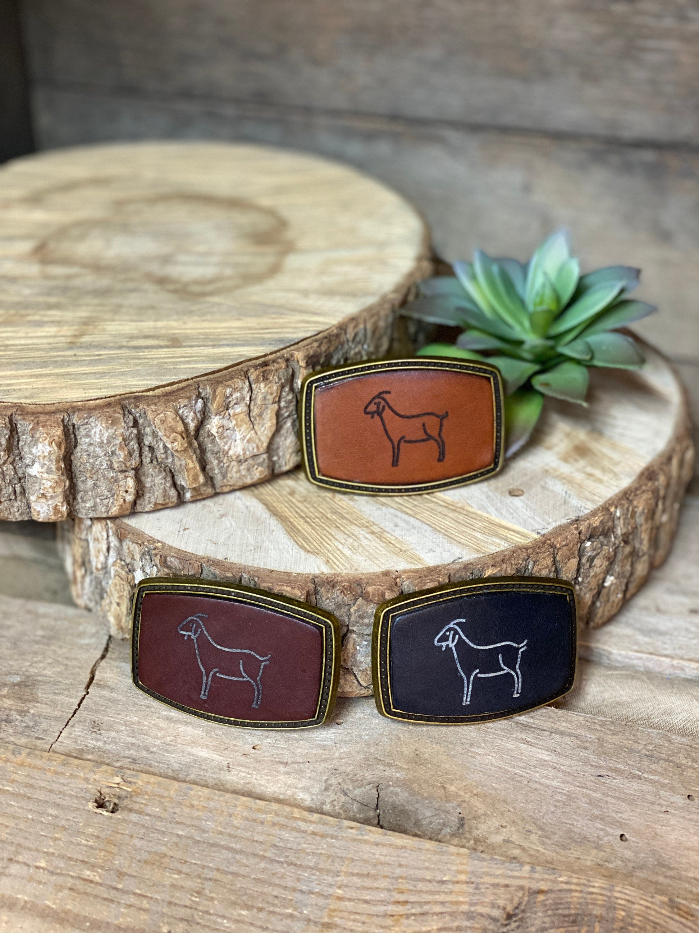 Kid's Belt Buckle | Goats – M & W Leather